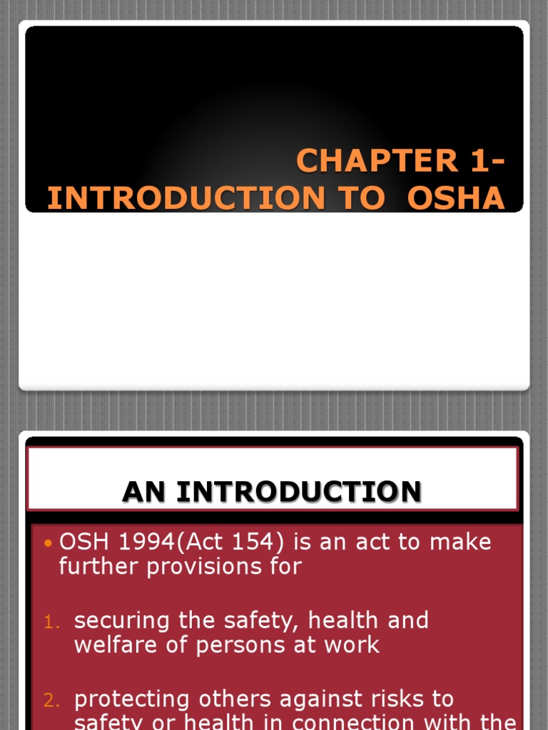 Chapter 1-Introduction To Osha