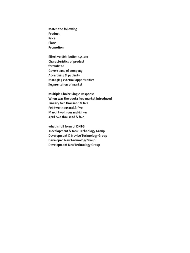 Marketing Mix & Business Quiz | PDF