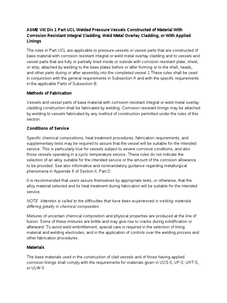 ASME VIII Div 1 Part UCL Welded Pressure Vessels Constructed of ...