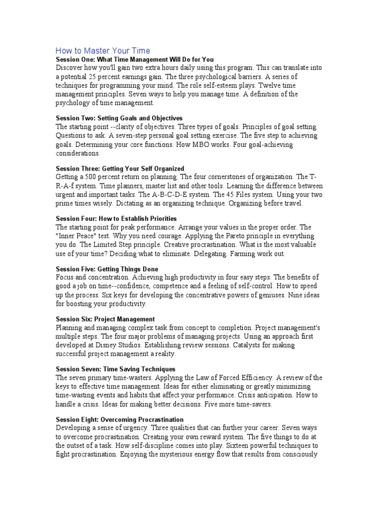How To Master Your Time | PDF | Time Management | Professional Skills