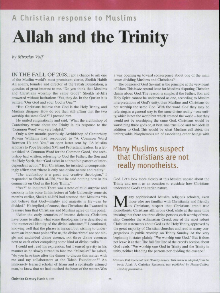 Allah and The Trinity | PDF | Trinity | Anglicanism