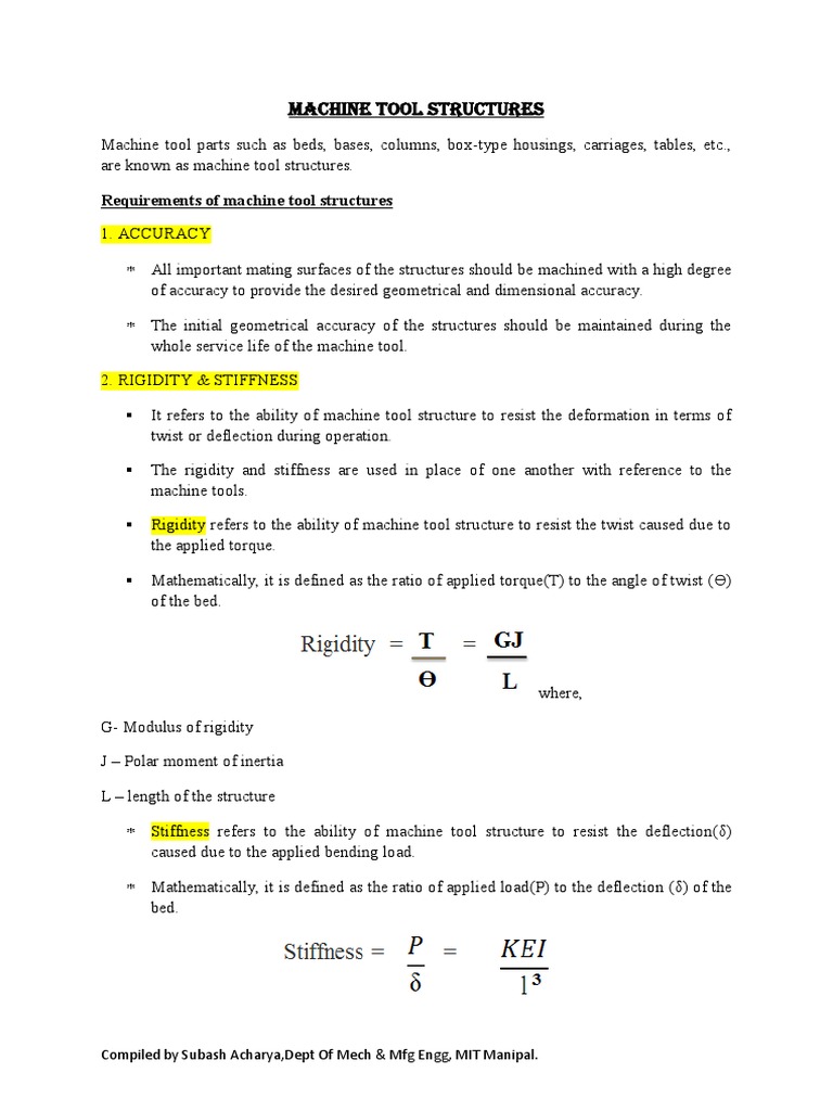 Machine Tool Structures | PDF | Beam (Structure) | Strength Of Materials