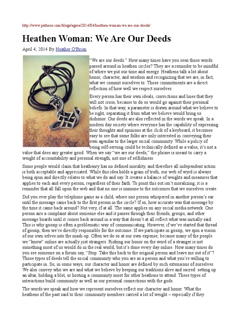 Heathen Woman: We Are Our Deeds: Heather O'Brien | PDF | Heathenry (New ...