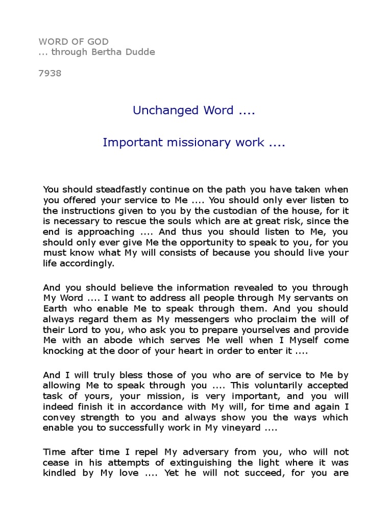 7938 Unchanged Word .... Important Missionary Work .... | PDF ...