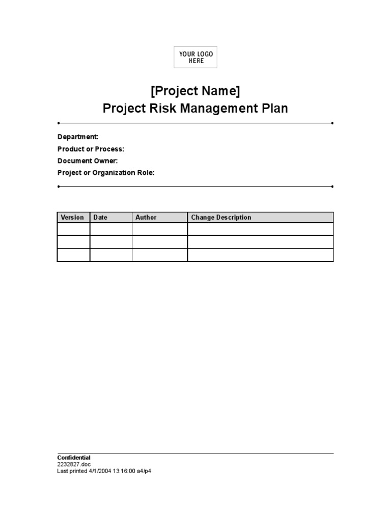 Project Risk Management Plan | PDF | Risk Management | Business