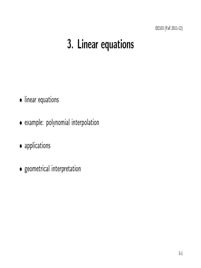 Linear Equations: - Linear Equations - Example: Polynomial ...
