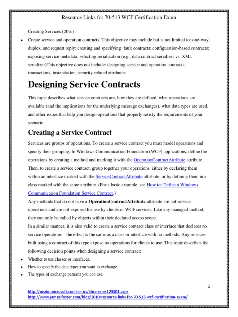 Designing Service Contracts: Creating A Service Contract | PDF ...