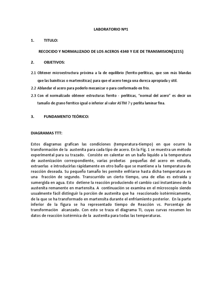 Laboratorio Nº1 - Recocido y Normalizado de Los Aceros - Acero 4140 ...