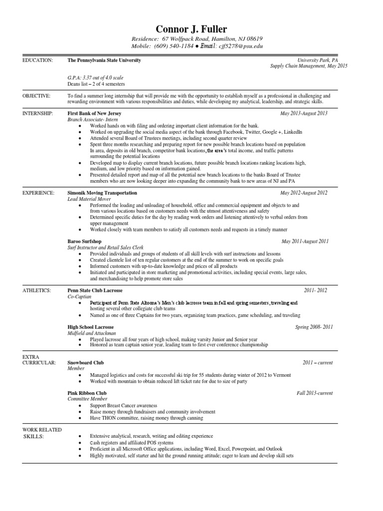 Connor J. Fuller: Residence: 67 Wolfpack Road, Hamilton, NJ 08619 ...