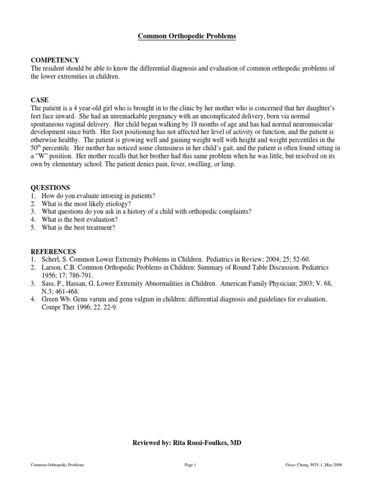 Common Orthopedic Problems: Competency | PDF | Foot | Anatomical Terms ...