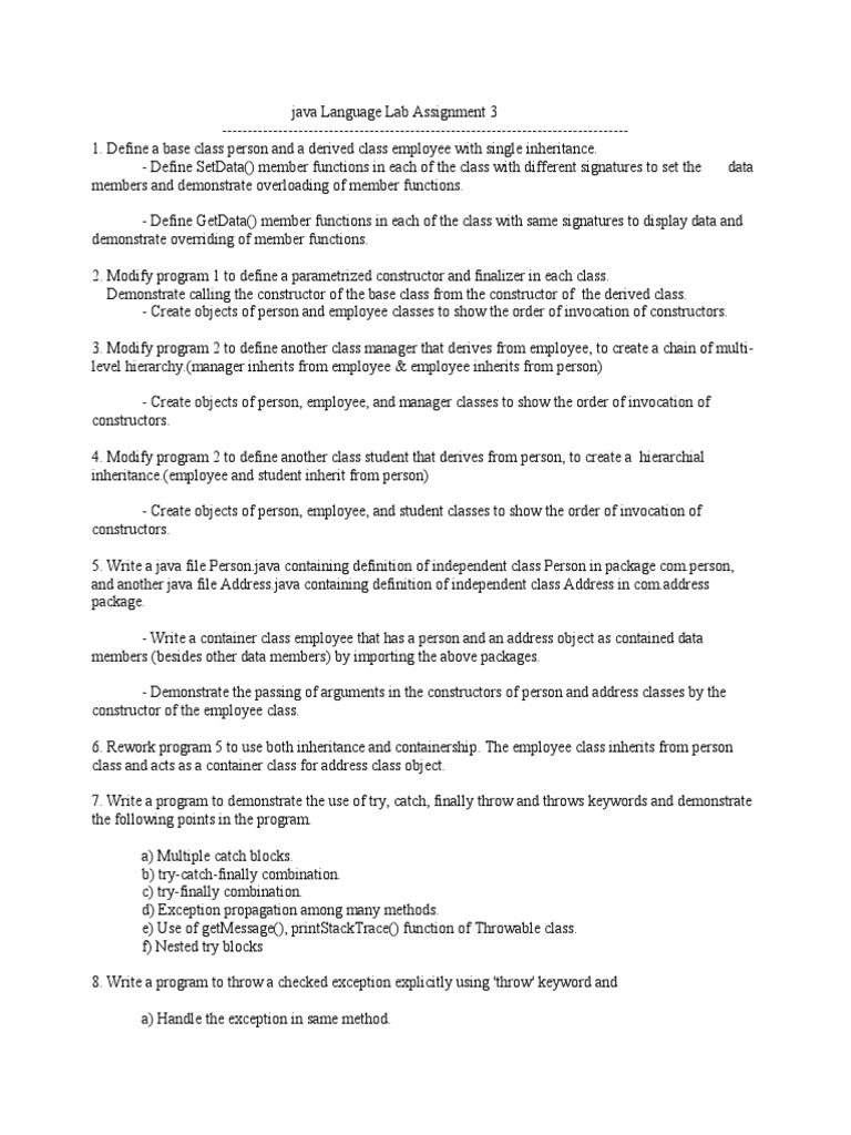 Core Java Assignment 5 | PDF | Class (Computer Programming ...