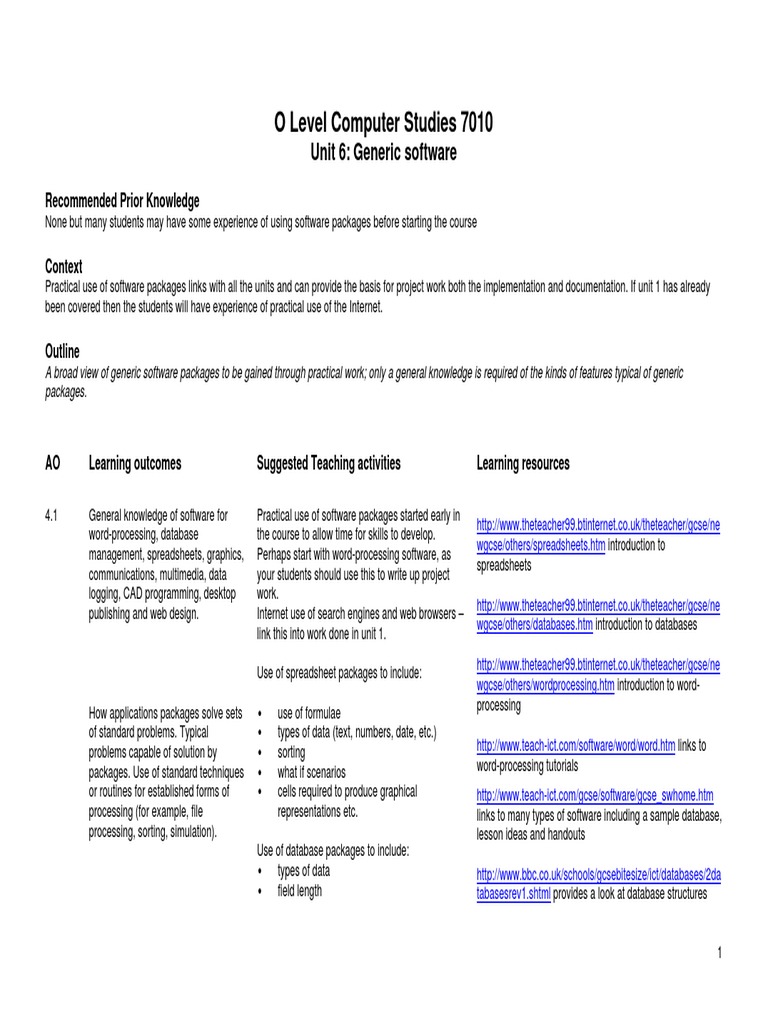 7010 Nos SW 6 | PDF | Databases | Spreadsheet