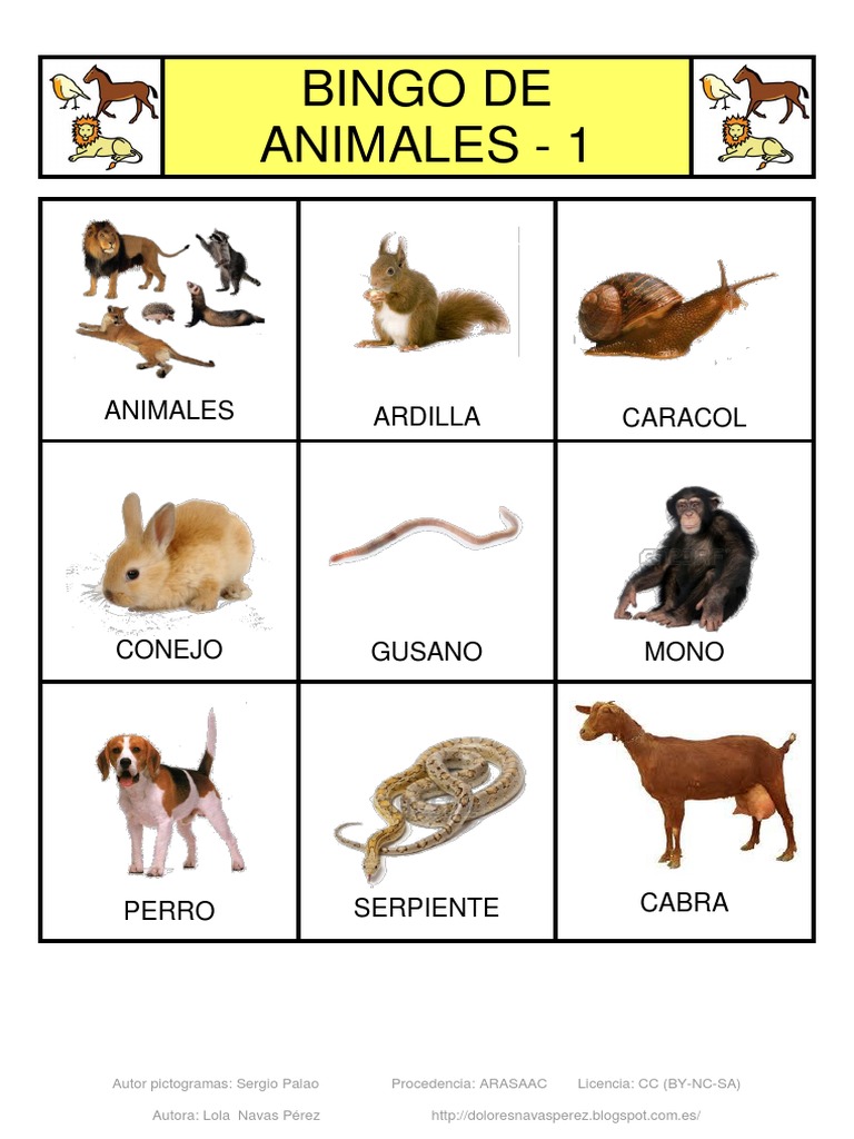 Bingo de Animales para Imprimir | PDF