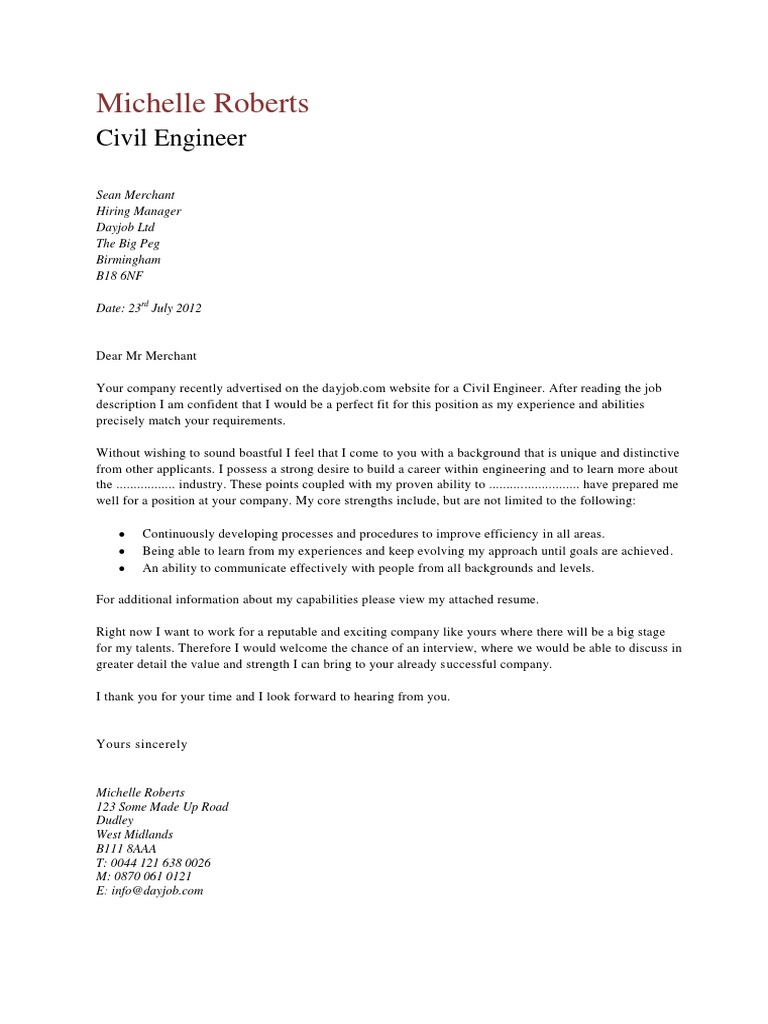 Civil Engineering Cover Letter 1 | PDF