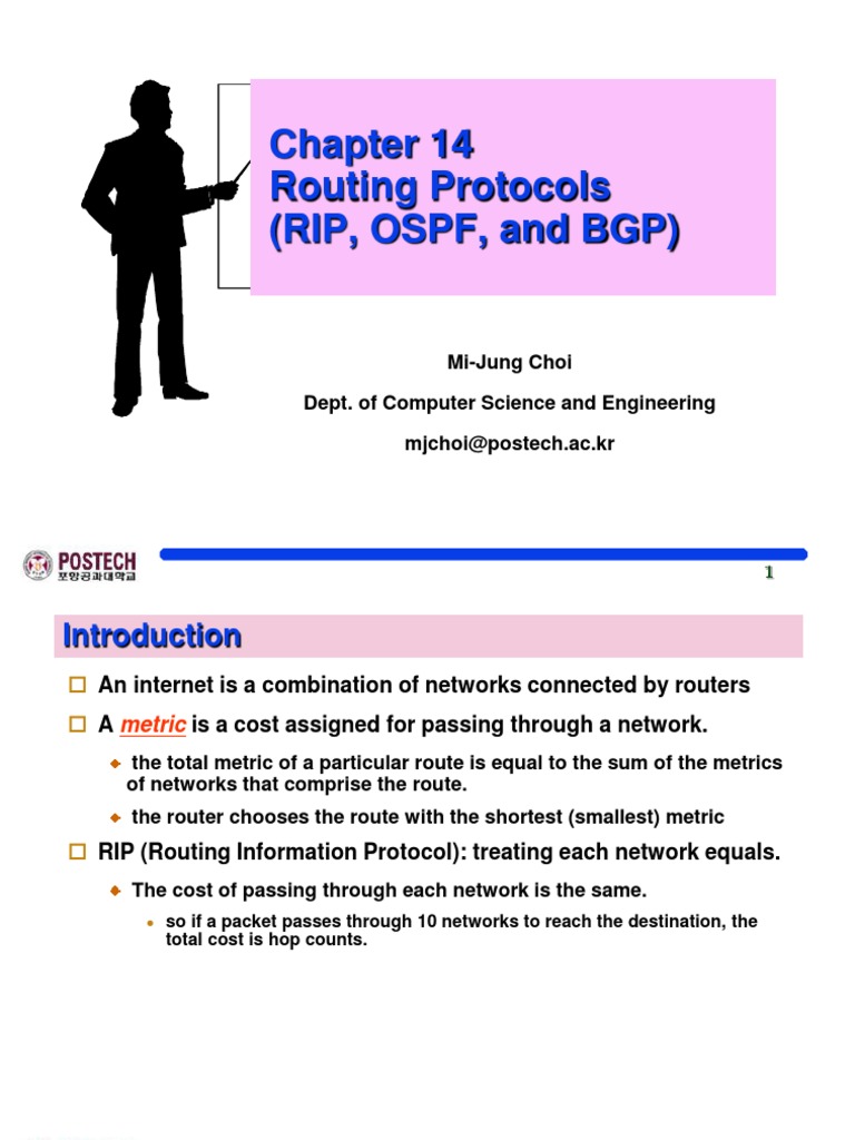 Routing Protocols (RIP, OSPF, and BGP) : Mi-Jung Choi Dept. of Computer ...