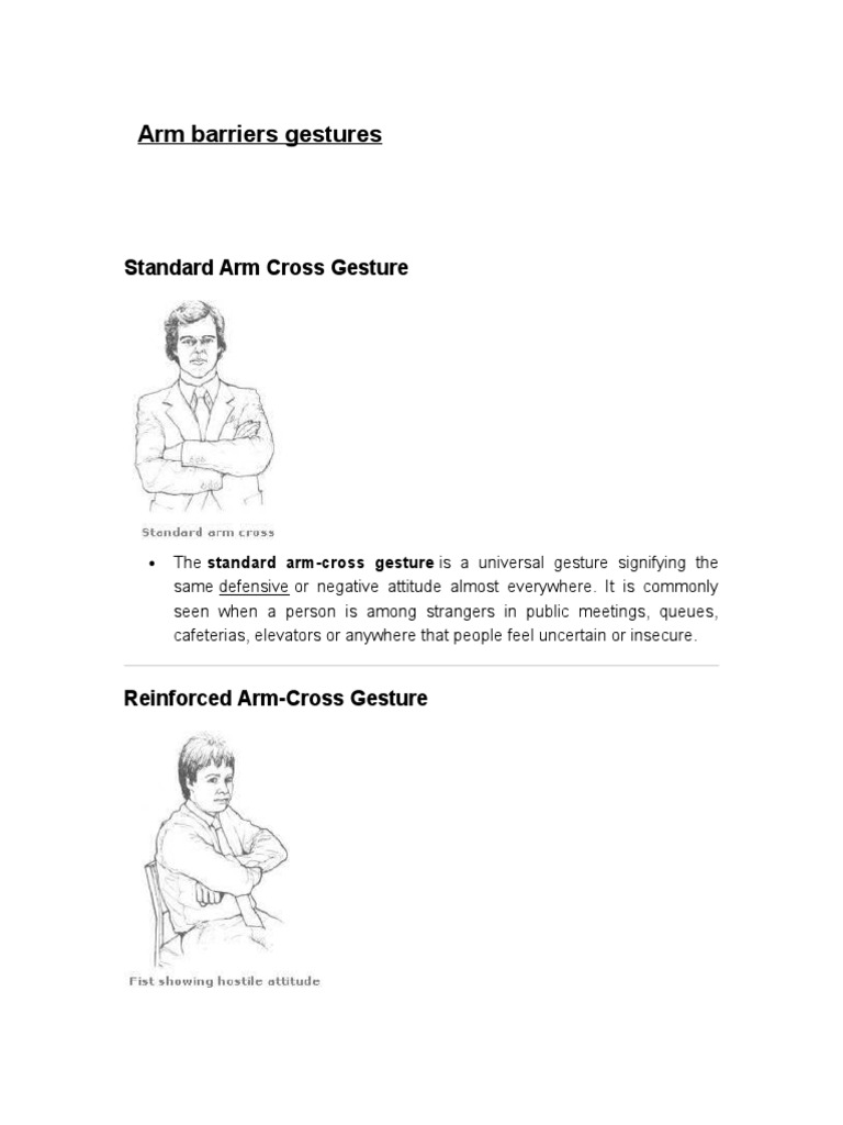 Arm Barriers Gestures: Standard Arm Cross Gesture | PDF | Stress ...