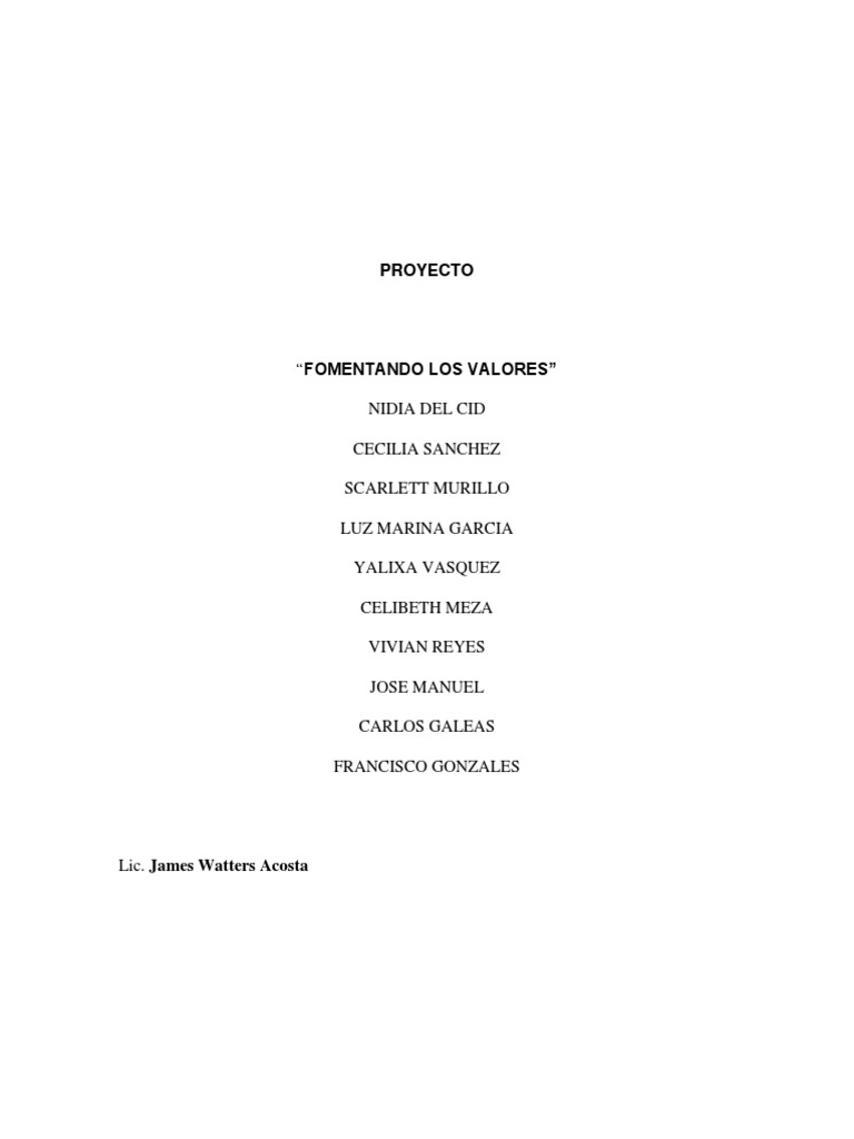 Proyecto Valores Promocion | PDF | Tolerancia | Aprendizaje