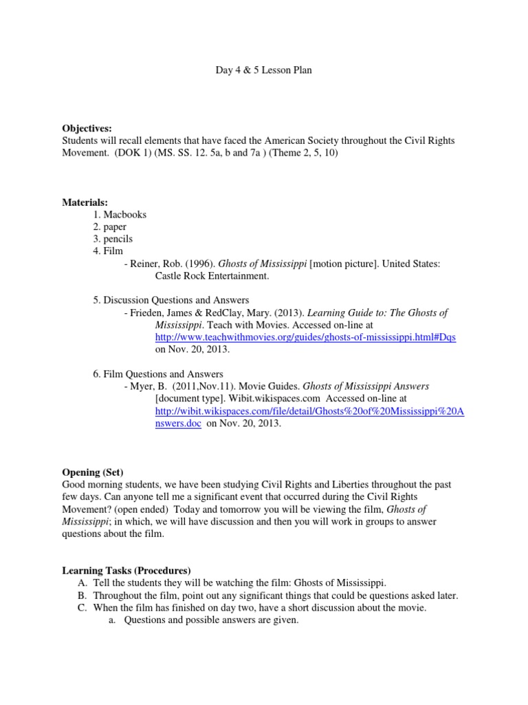 Best Practice Lesson Plan | PDF | African American Civil Rights ...