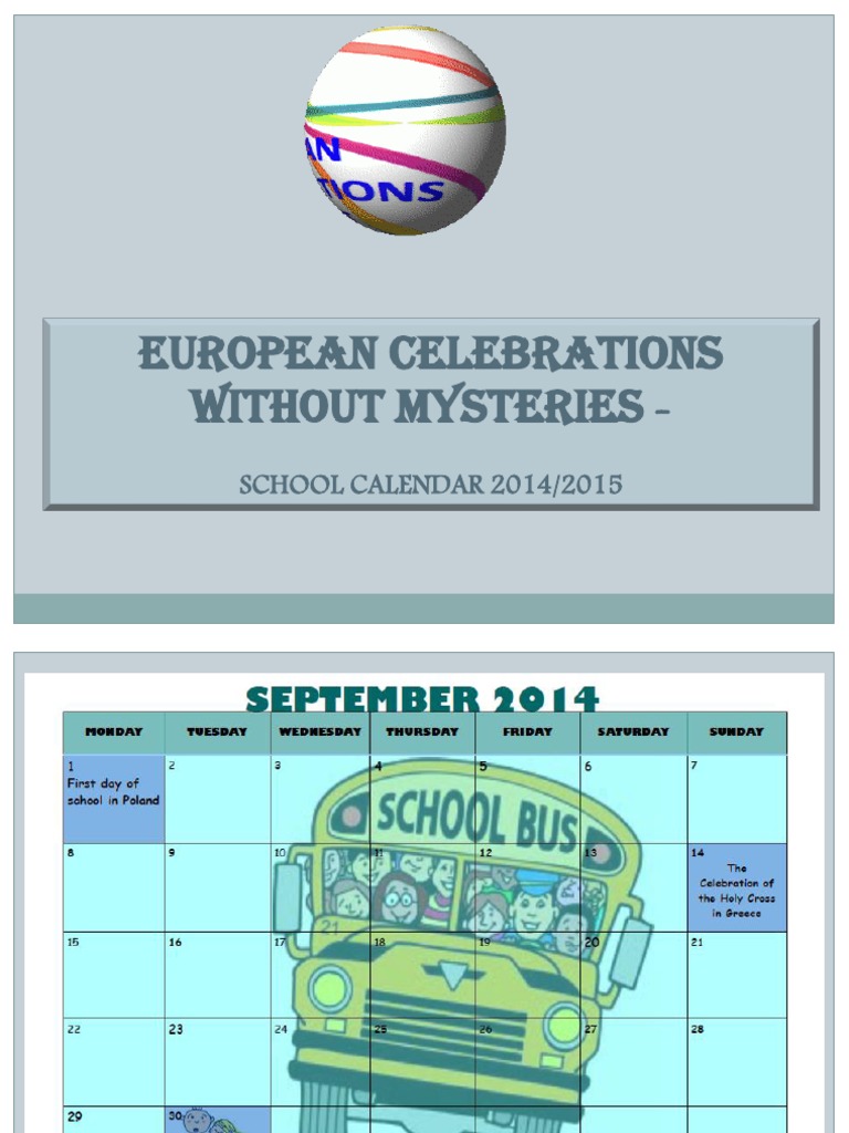 European School Calendar 2014/2015 | PDF