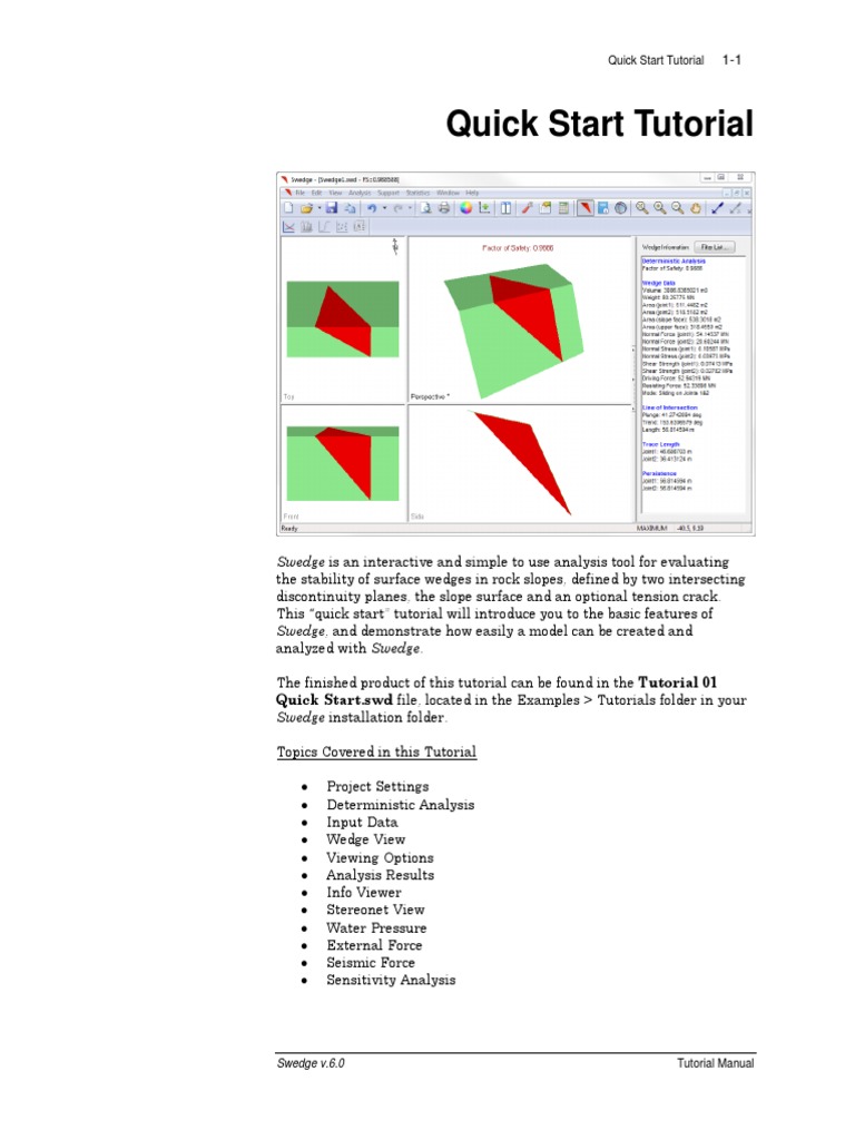 Tutorial 01 Quick Start Swedge | PDF | Sensitivity Analysis | Force