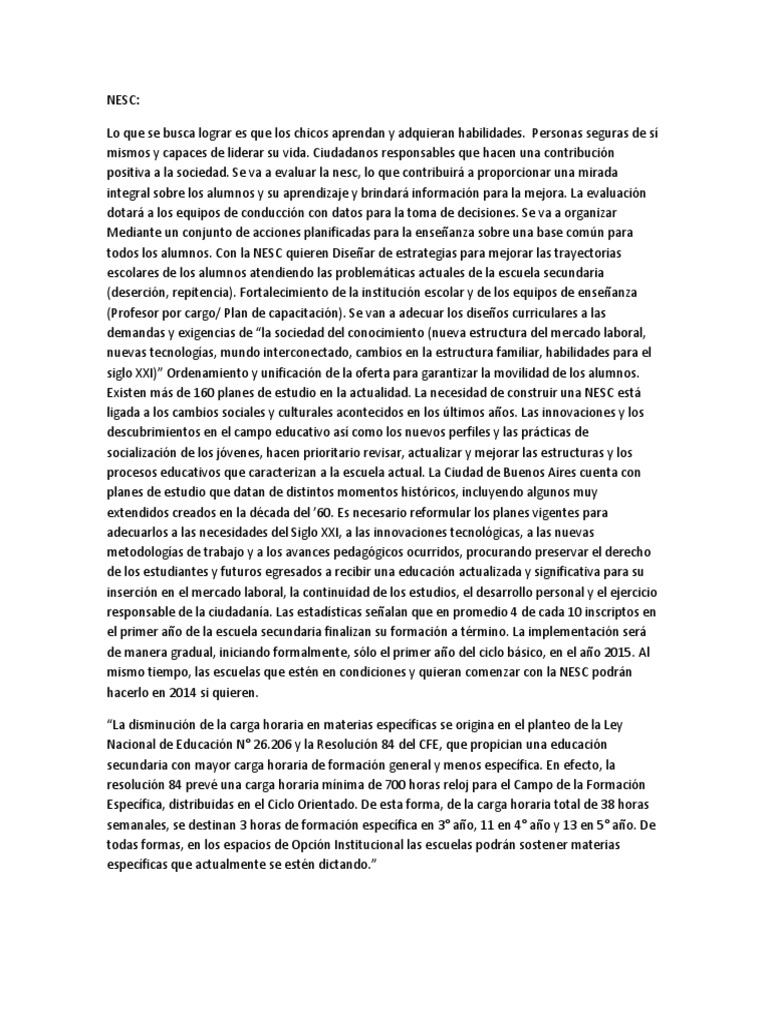 NESC | PDF | Plan de estudios | Educación Secundaria