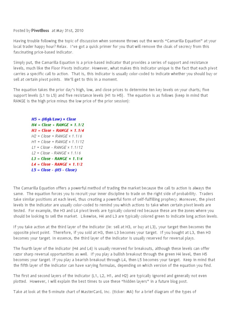 Camarilla Equation Explained | PDF