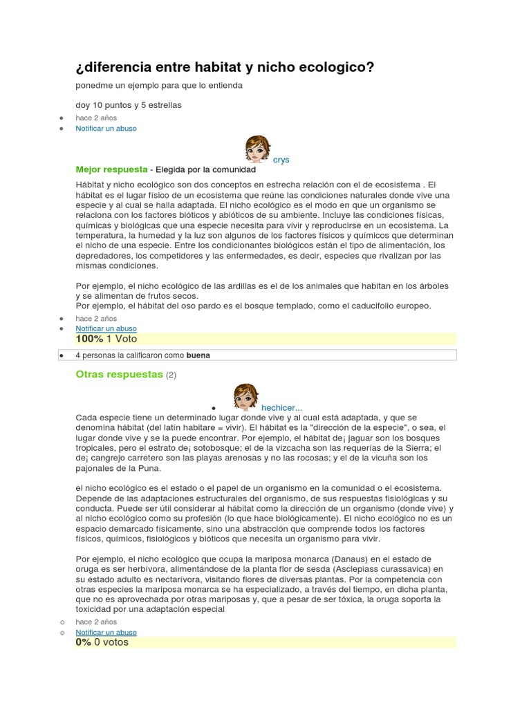 Diferencia Entre Habitat y Nicho Ecologico | PDF | Habitat | Nicho ... Diferencia Entre Habitat y Nicho Ecologico | PDF | Habitat | Nicho ...