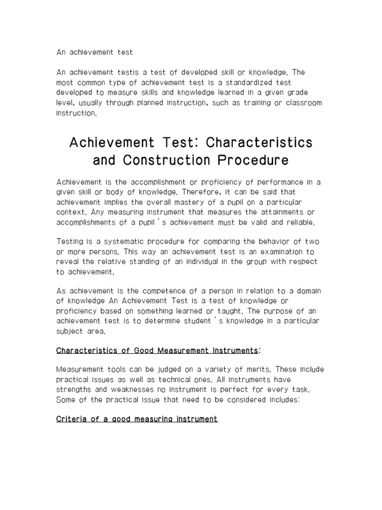 An Achievement Test | PDF | Validity (Statistics) | Psychological Testing