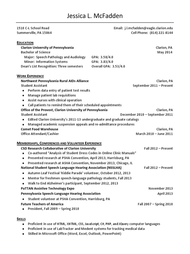 Resume - Jessica Mcfadden | PDF | Self-Improvement | Wellness