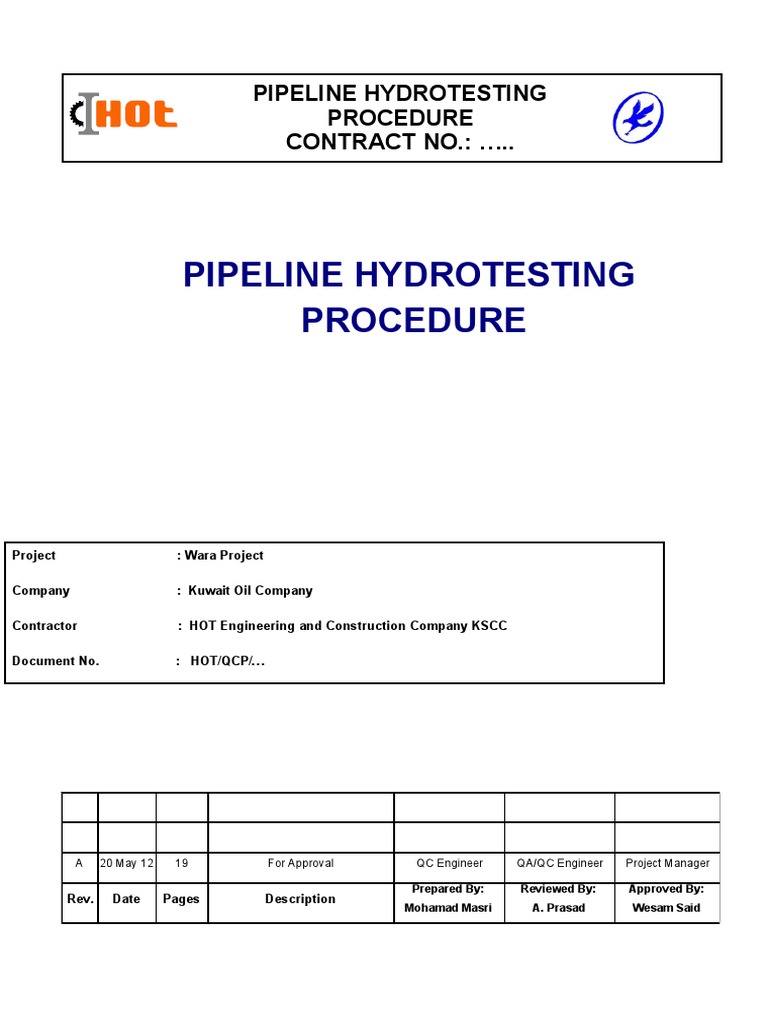 Pipeline Hydrotest Plan | Nature