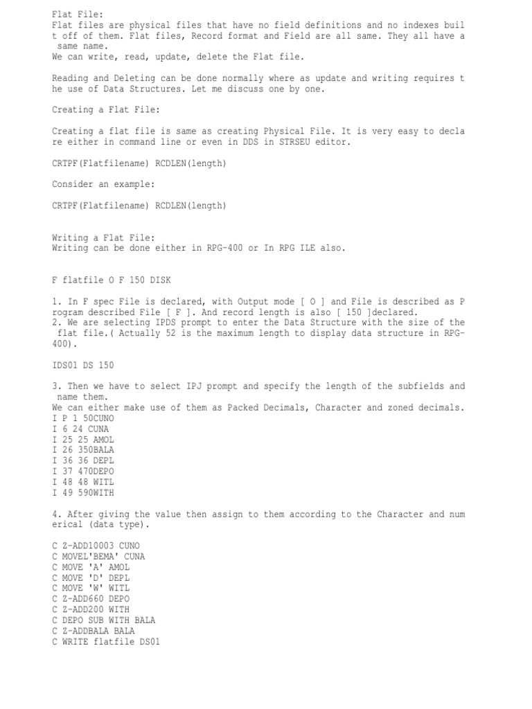 All About A Flat File AS400.IBM Systemi | PDF | Computer File | Computer Programming
