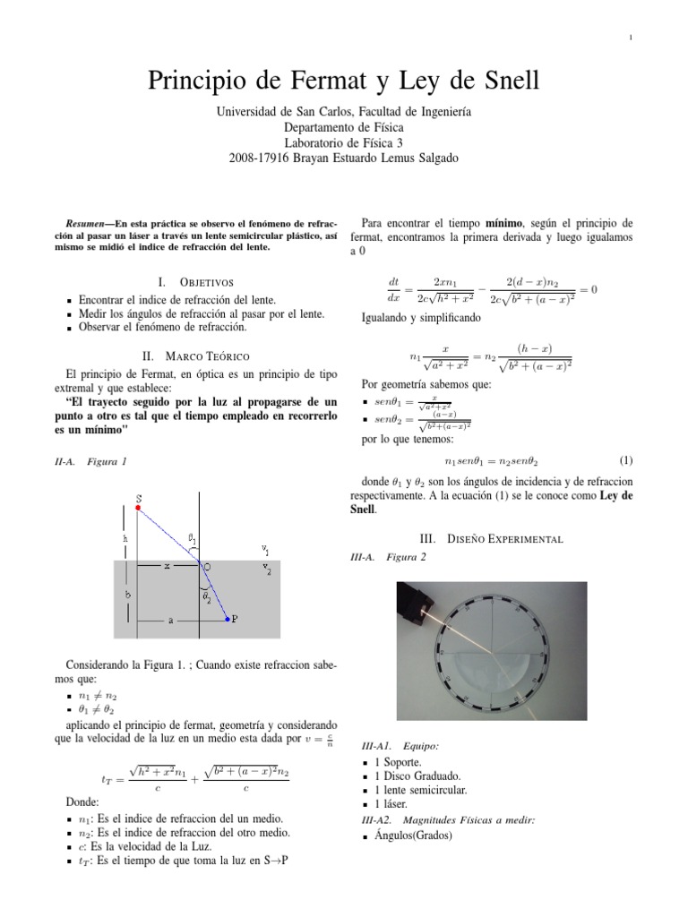 Principio de Fermat y Ley de Snell | Refracción | Atómico