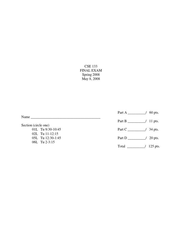 Final Exam 1 Solution | PDF | C (Programming Language) | Java ...