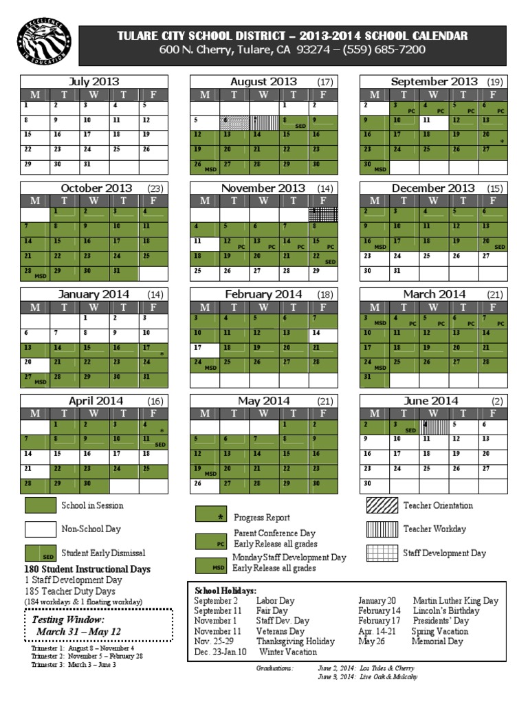 13-14 TCSD Calendar 1 | PDF | Seasons | Schools