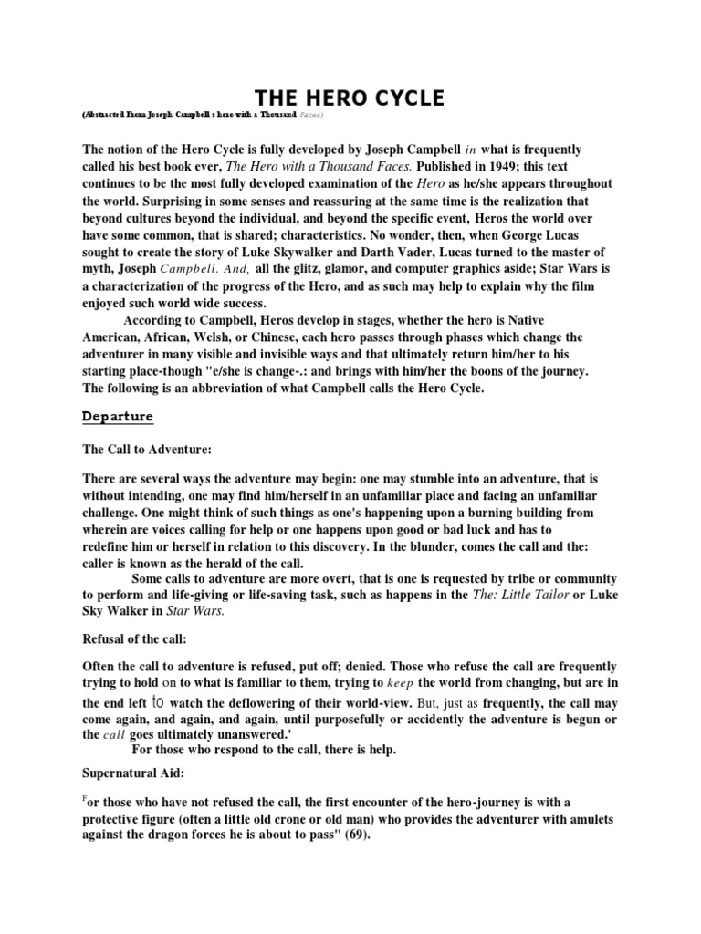 1102 Hero Cycle Outline | PDF | Mythology | Religion And Belief