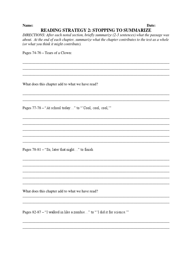 Summarizing Reading Strategy Guide | PDF