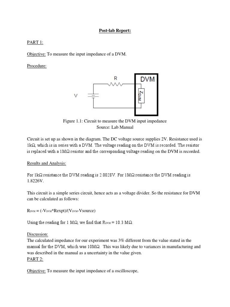 Measuring Input Impedance of DVM and Oscilloscope | PDF | Electrical ...