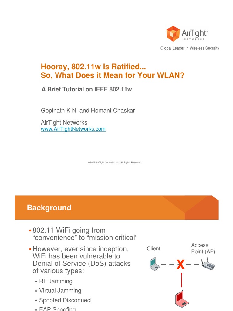 802.11w Tutorial | PDF | Ieee 802.11 | Wireless Lan