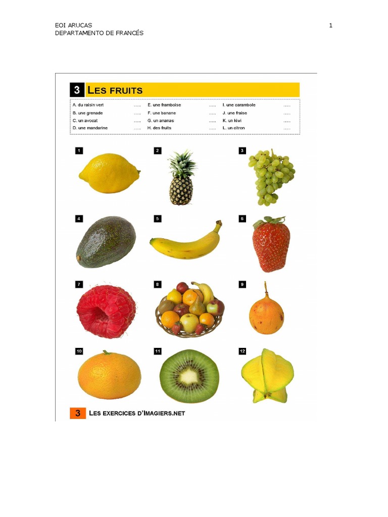 Vocabulaire Les Fruits | PDF