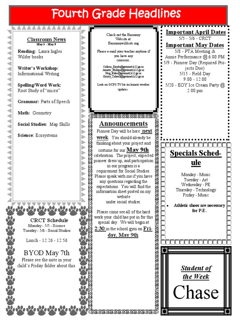 Fourth Grade April-May Updates | PDF