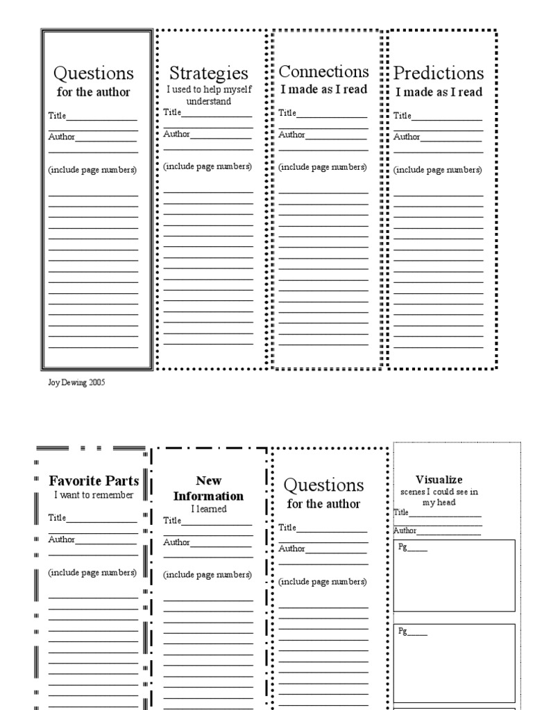 Comprehension Strategy Bookmarks | PDF