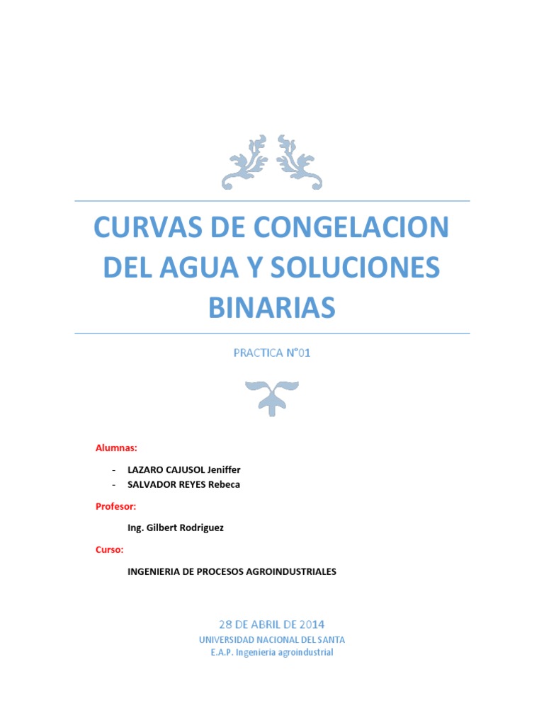 Curvas de Congelación: Agua y Soluciones Binarias | PDF | Sustancias ...