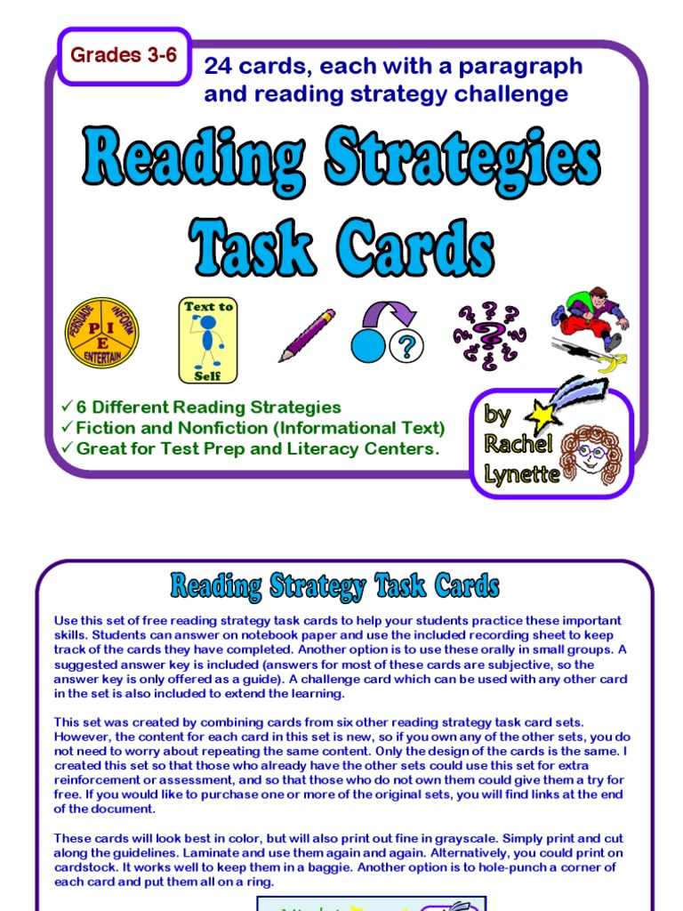 Reading Strategy Cards for Grades 3-6 | PDF | Curiosity (Rover) | Nature