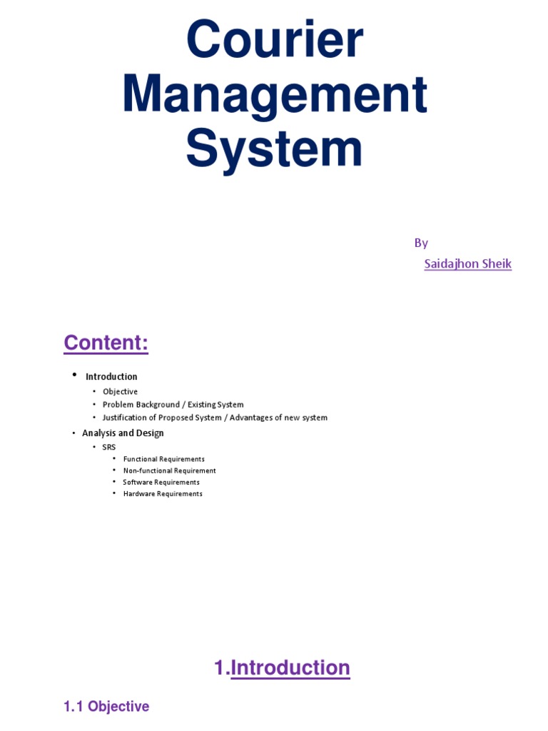 courier management system presentation | Windows 2000 | Databases