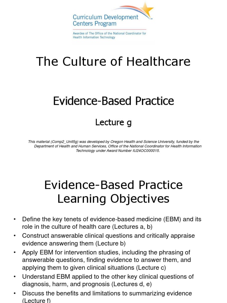 The Culture of Healthcare: Evidence-Based Practice | PDF | Evidence Based Medicine | Evidence ...