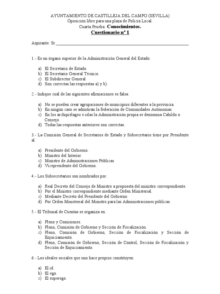 Examen No 1 Policia Local | Política | Justicia | Prueba gratuita de 30 días | Scribd