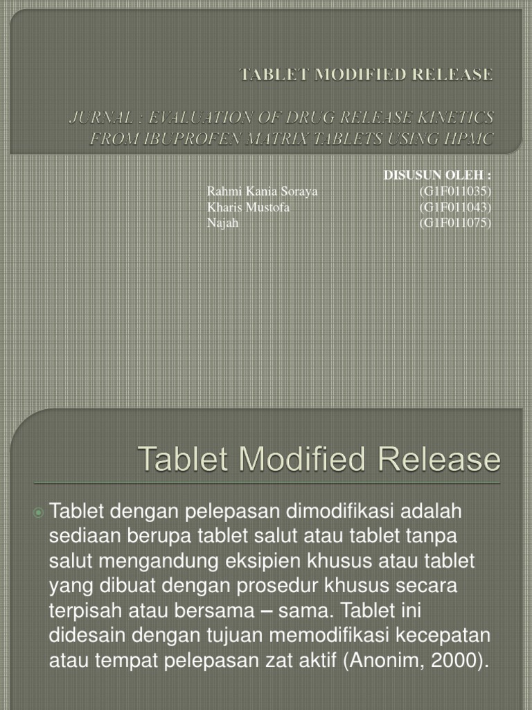 MODIFIED RELEASE TABLET DESIGN FOR IBUPROFEN | PDF
