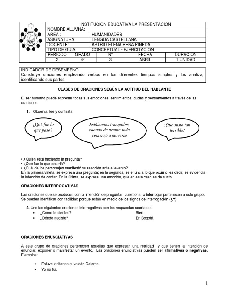 04 Oraciones Según El Hablante | Oración (Lingüística) | Volcán