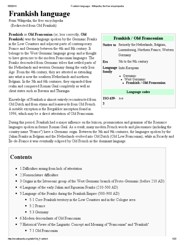 Frankish Language | PDF