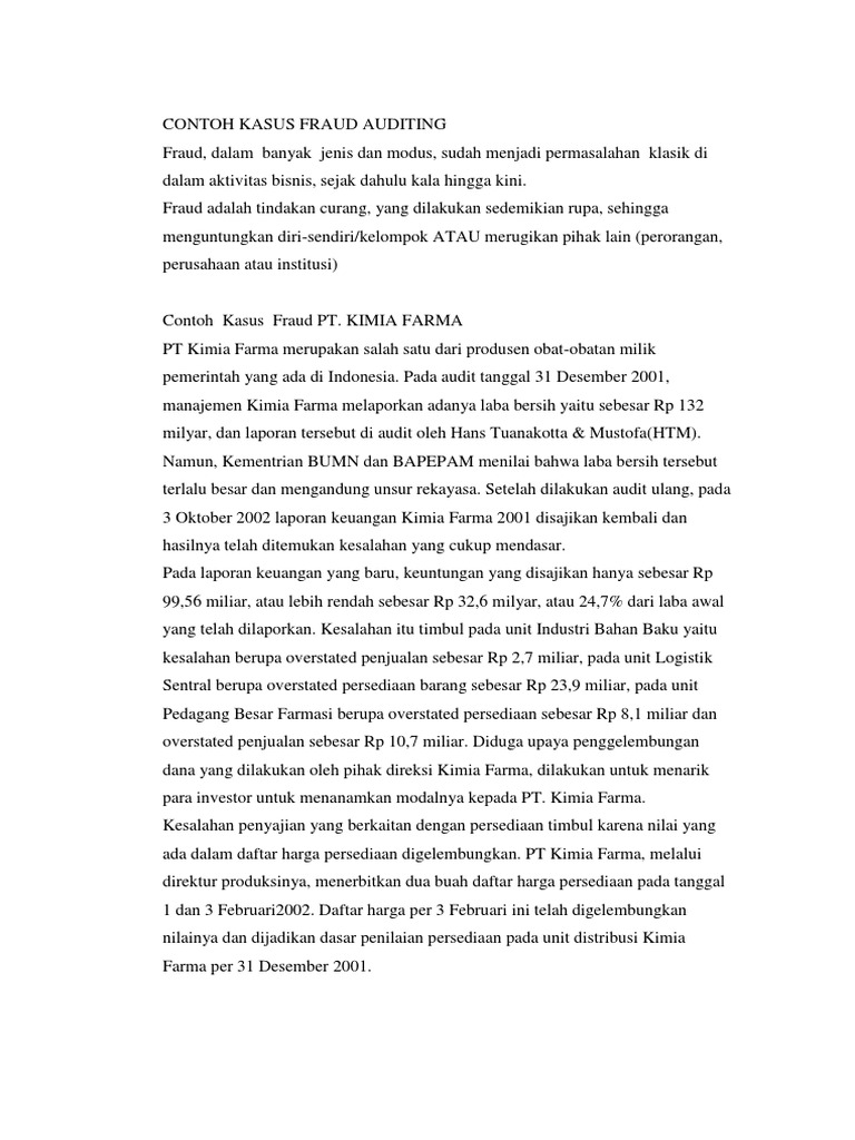 Contoh Kasus Fraud | PDF
